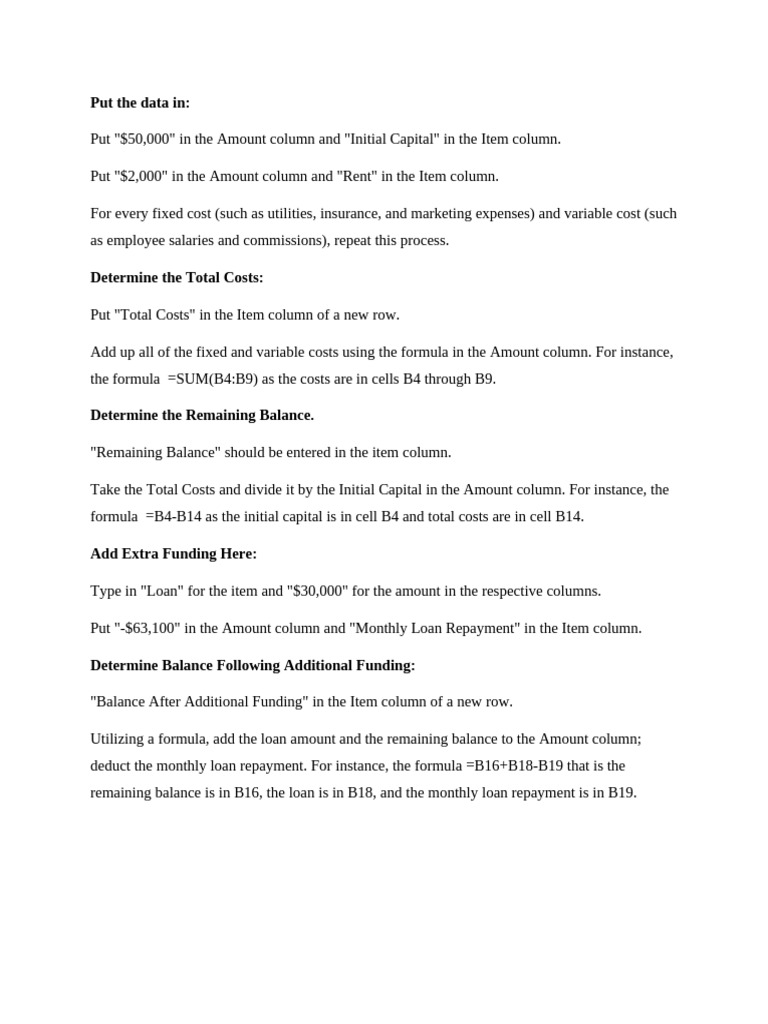 Instructions Explanation of Monthly Buget | PDF