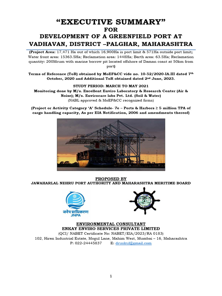 Vadhavan Port Development Overview | PDF | Port | Municipal Solid Waste