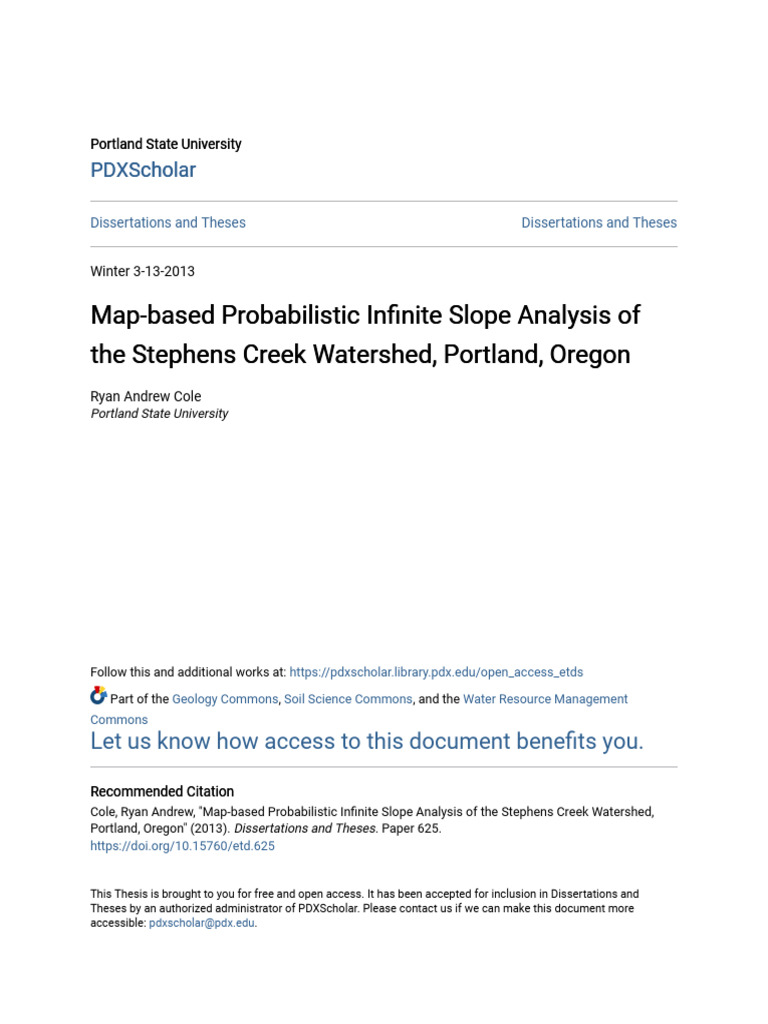 Map-Based Probabilistic Infinite Slope Analysis of The Stephens C | PDF | Stormwater | Physical ...