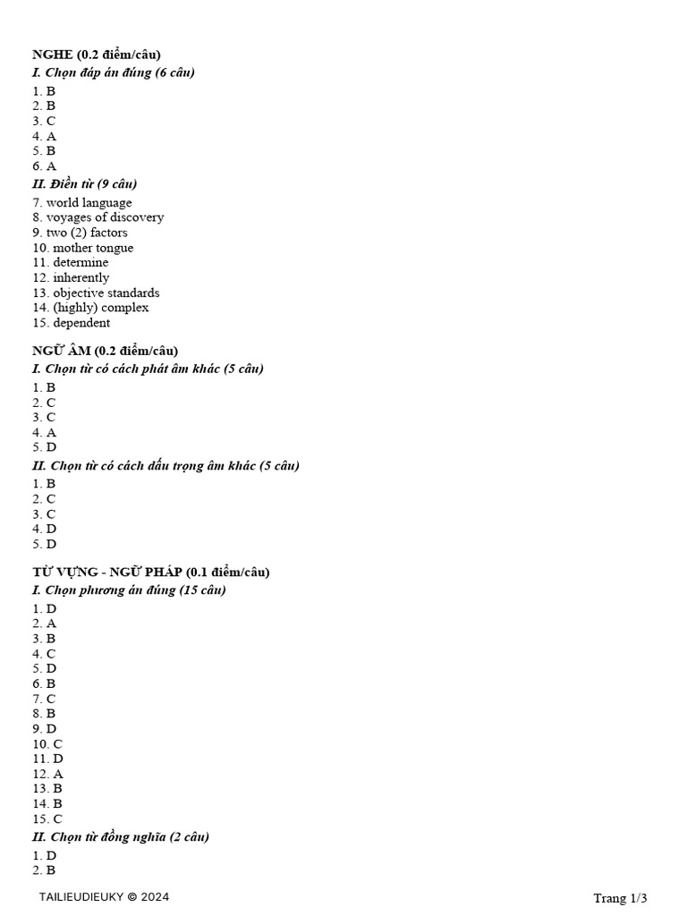 Dap-An Thi HSG | PDF