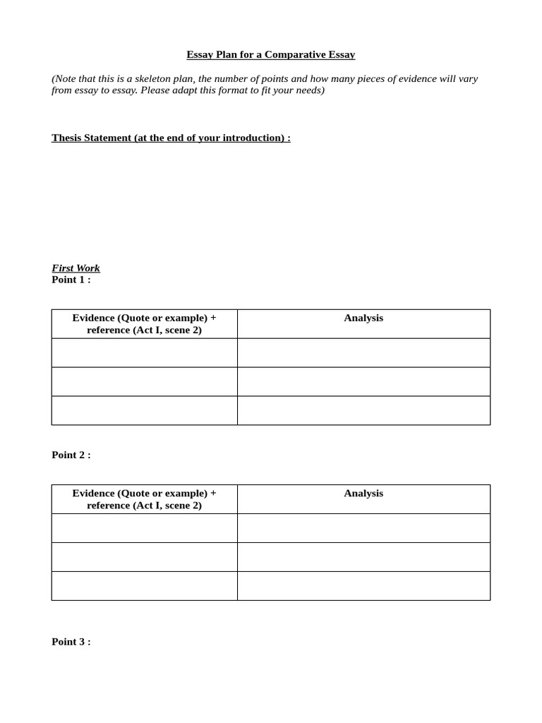 Comparative Essay Plan Model | PDF