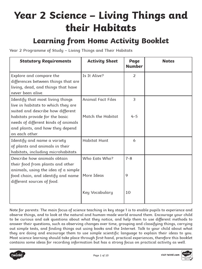 Year 2 Science: Living Things & Habitats | PDF | Foods | Predation
