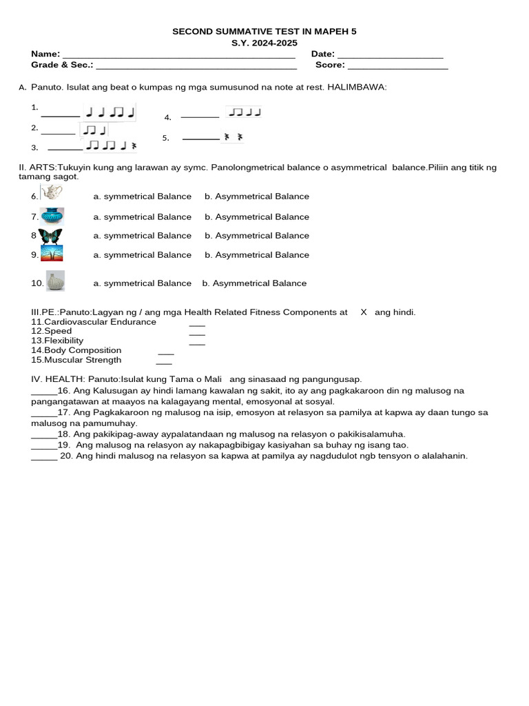 2nd SUMMATIVE TEST Q1 | PDF