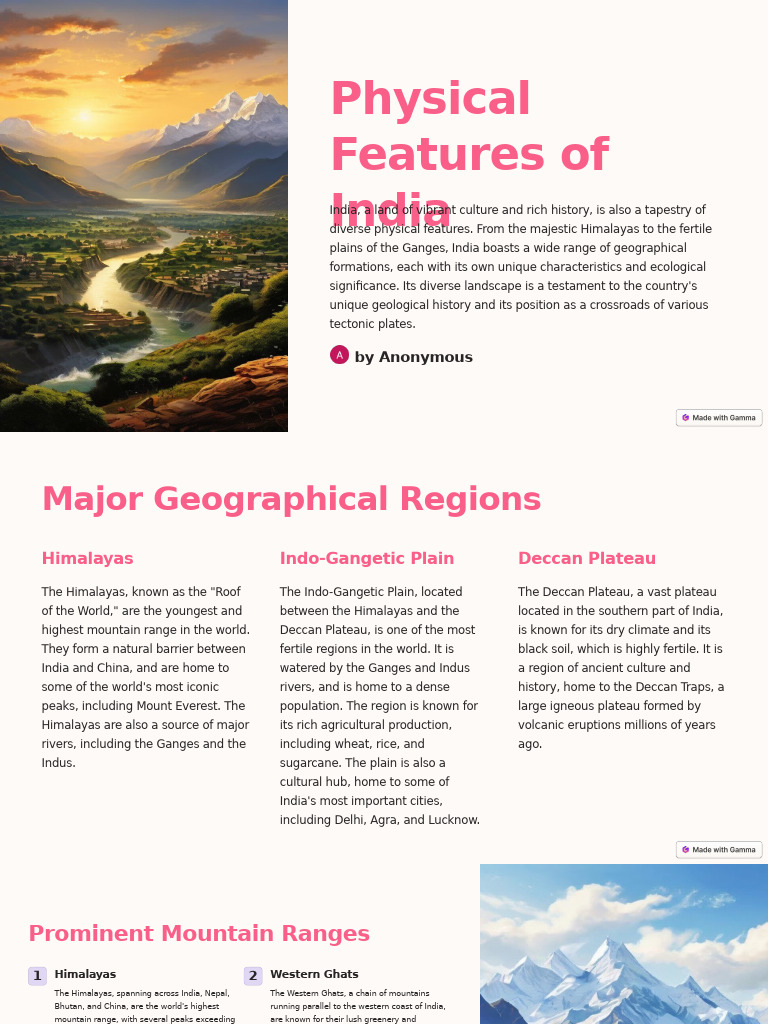 Physical Features of India | PDF | Himalayas | Indus River