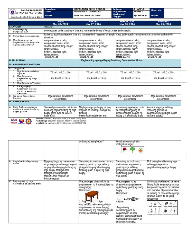 Q4 Math1 DLL Week 6 | PDF