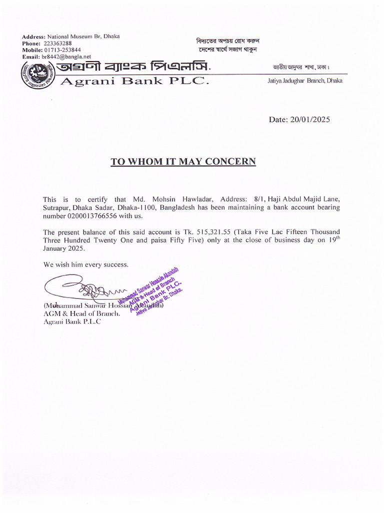 Bank Solvency Sample | PDF