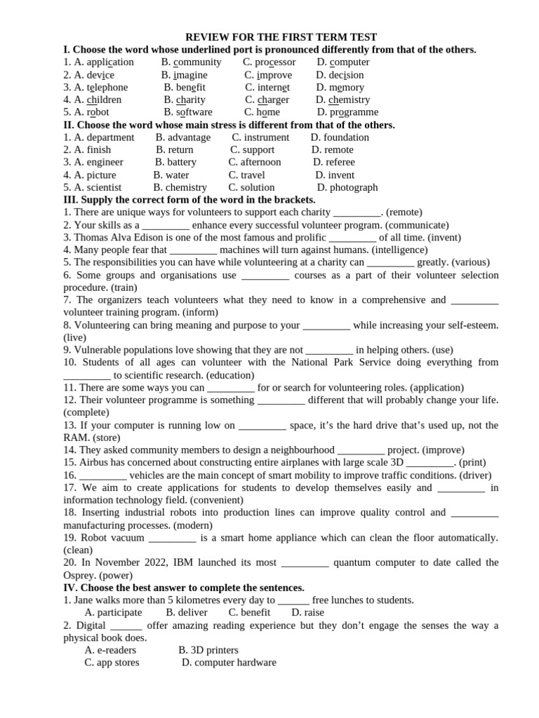 First Term Test Review Guide | PDF | International Committee Of The Red ...