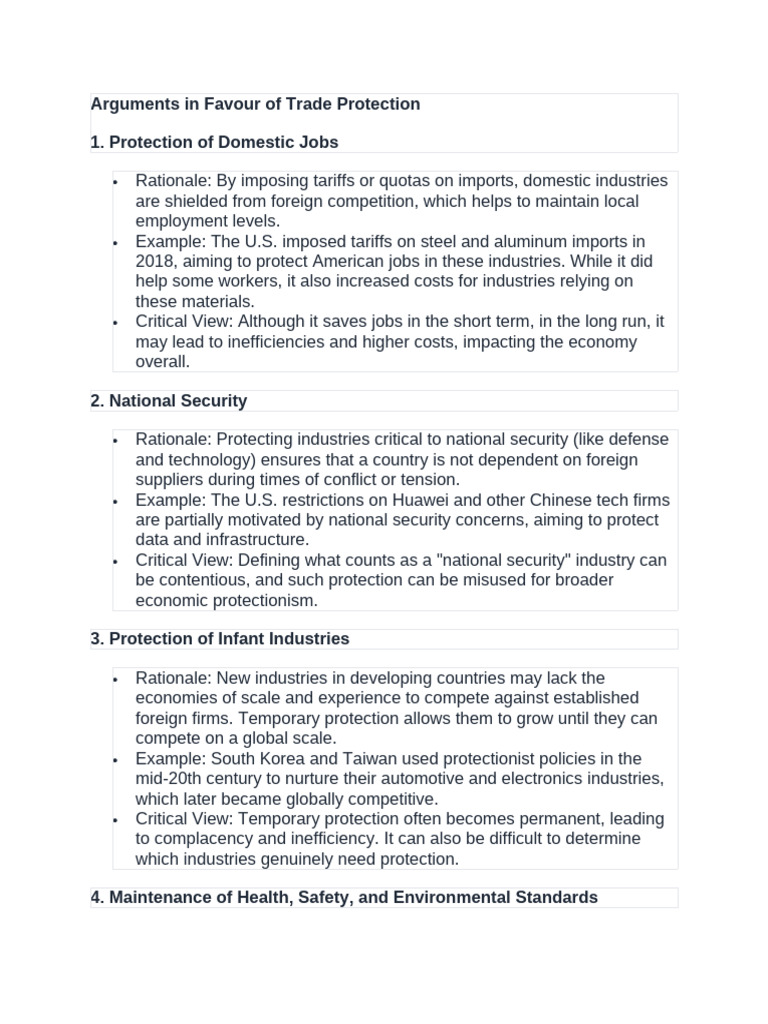Pros and Cons of Trade Protectionism | PDF | Protectionism | General ...
