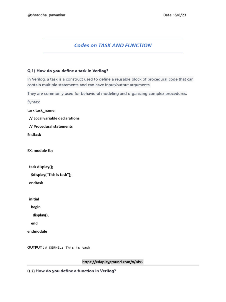 Examples - TASK and Function | PDF | Parameter (Computer Programming) | Programming Paradigms