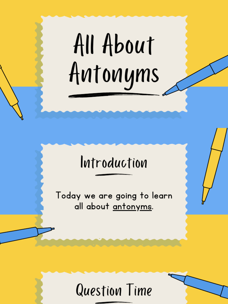Antonyms Presentation in Gold Blue Illustrative Style | PDF