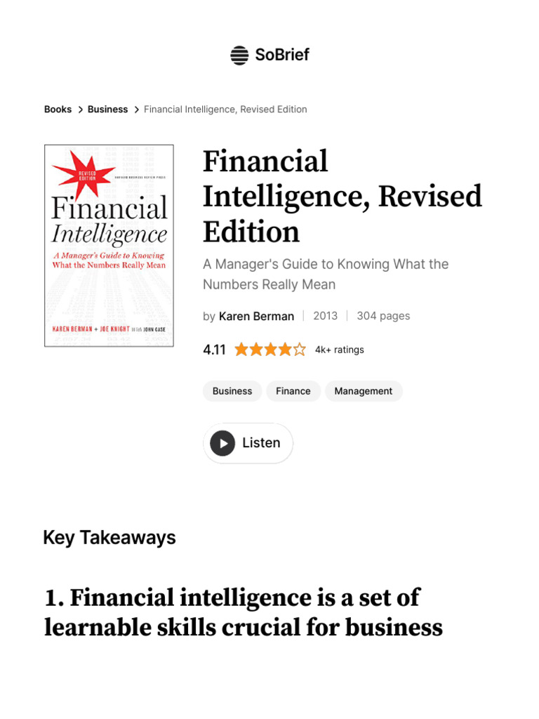 financial-intelligence-revised-edition | PDF | Net Present Value | Internal Rate Of Return