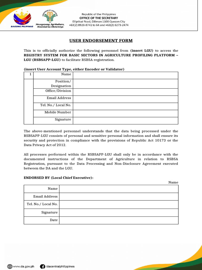 User Account Endorsement (LGU) | PDF