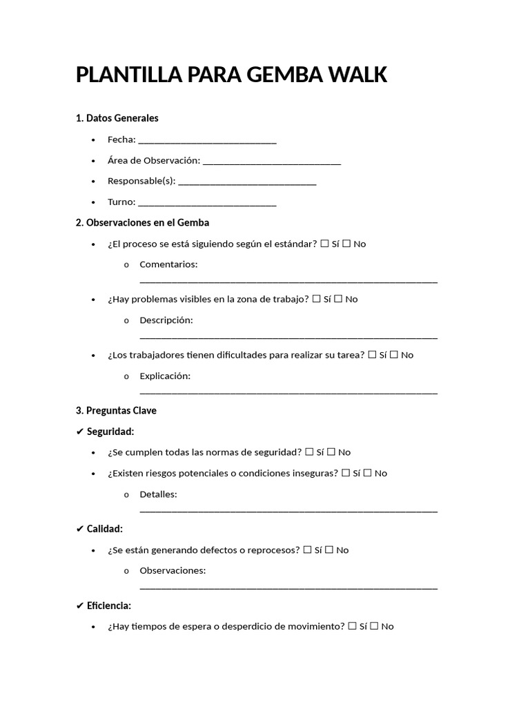 Plantilla Gemba Walk | PDF