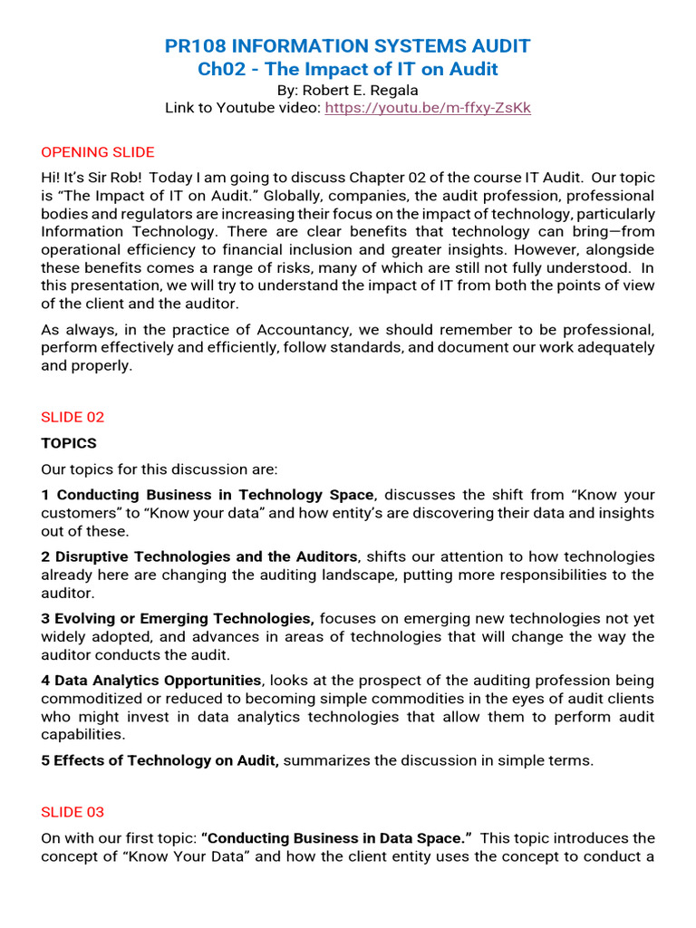 Ch02 The Impact of IT On Audit | PDF | Audit | Computer Security