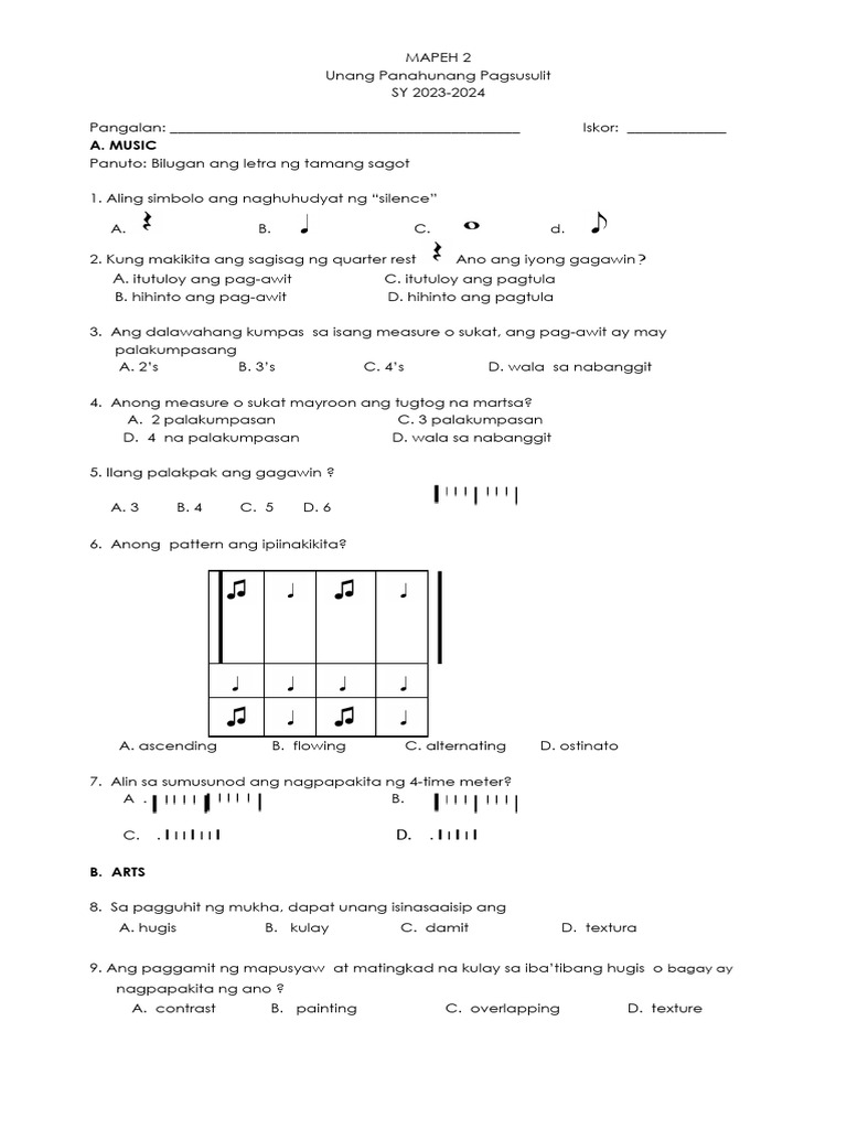 PT - Mapeh 2 - Q1 | PDF