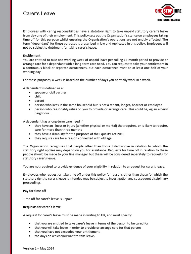 5622 590989 6657017e36898 Carers Leave May 2024 | PDF | Caregiver ...