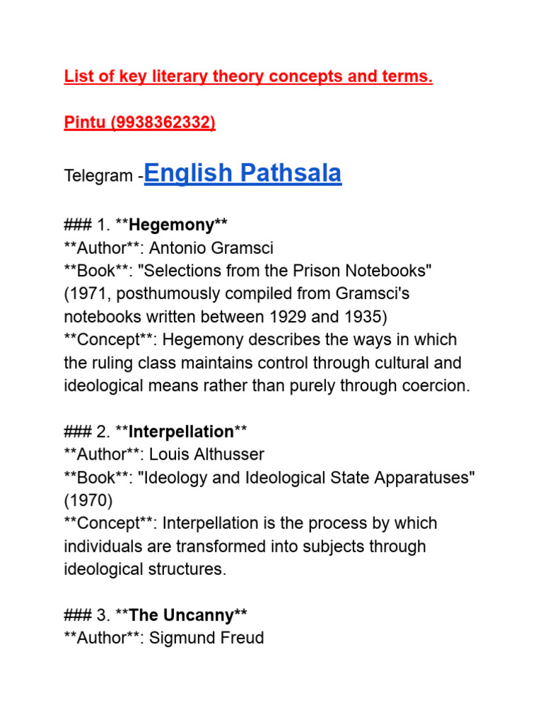 Key Literary Theory Concepts | PDF | Ecocriticism