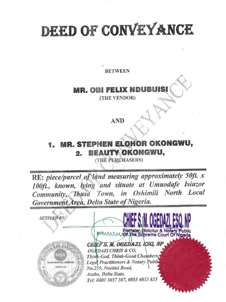Deed of Conveyance | PDF