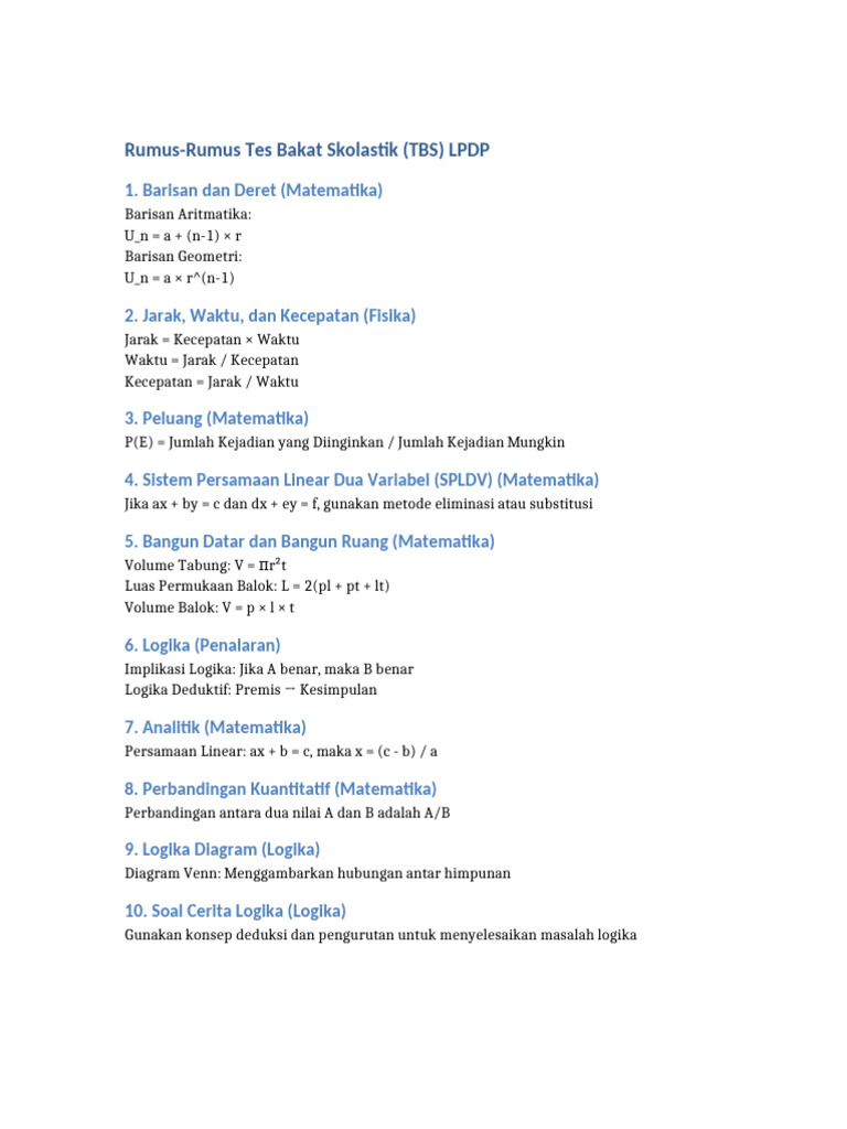 Rumus TBS LPDP | PDF