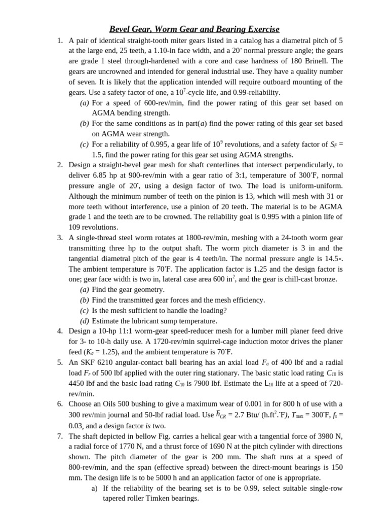 Bevel Gear and Bearing Design Calculations | PDF | Gear | Bearing ...