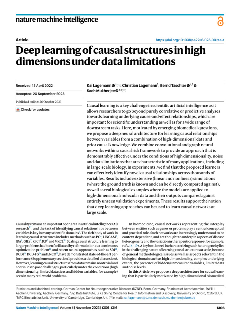 Lagemann Et Al - 2023 - Deep Learning of Causal Structures in High Dimensions Under Data ...