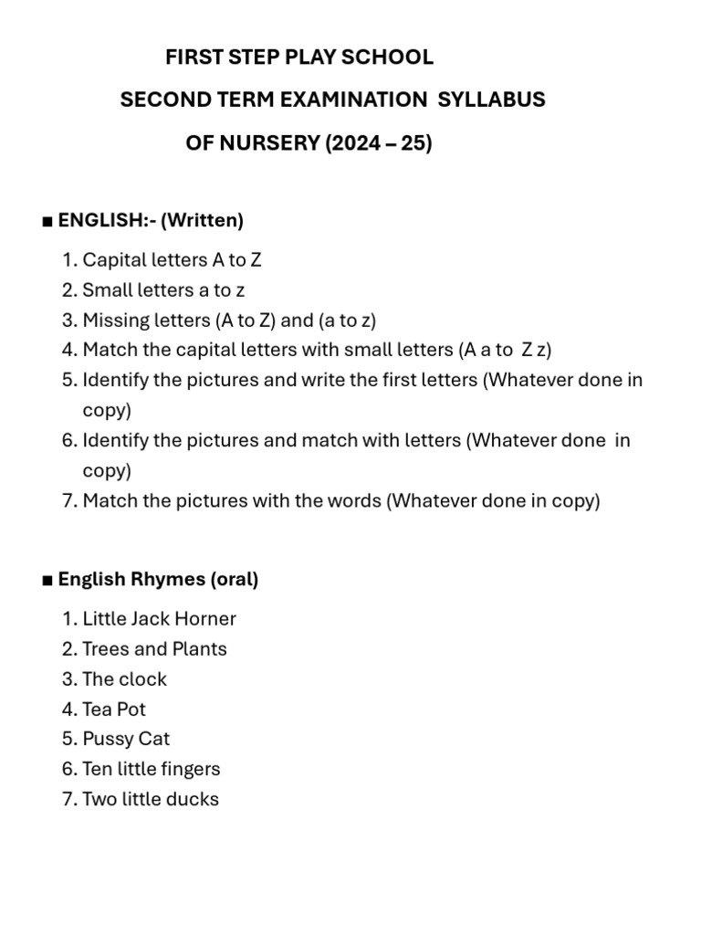 2nd Term Examination Syllabus | PDF