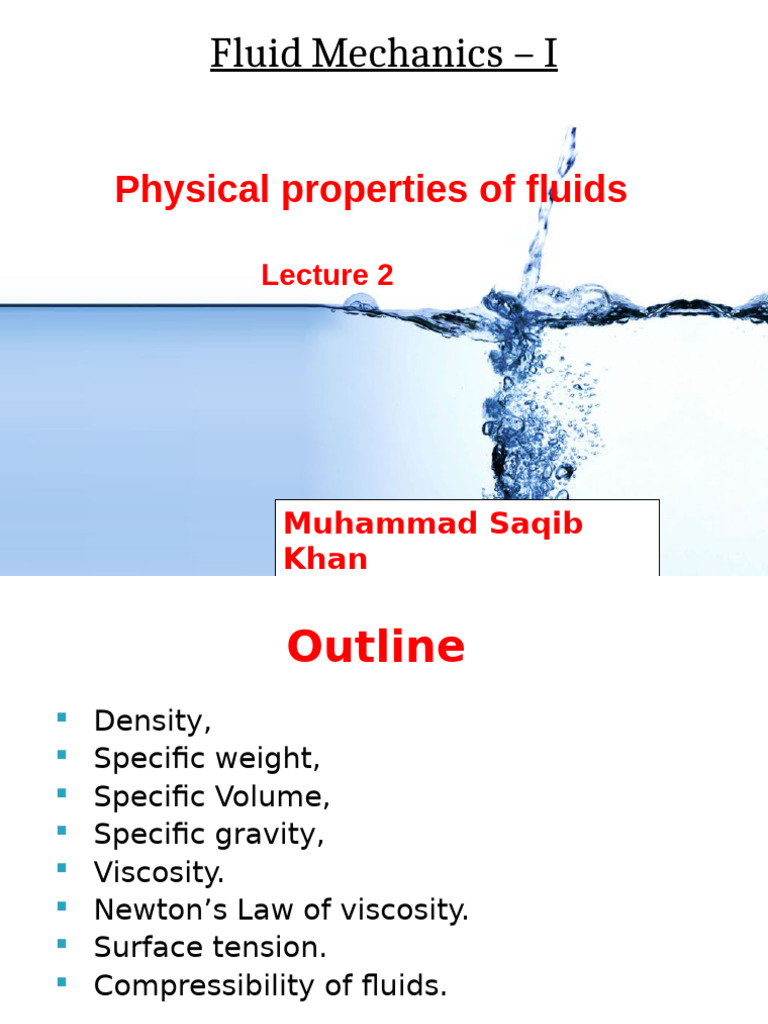 Lec 2. Physical Properties of Fluids | PDF | Surface Tension | Viscosity