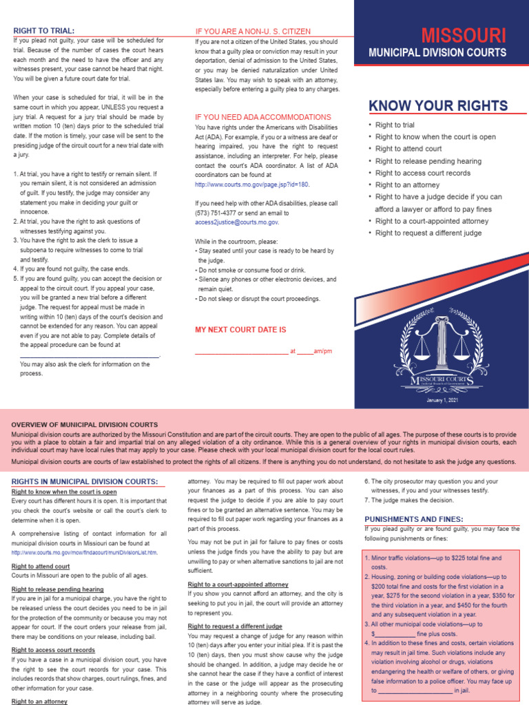 Know Your Rights Municipal Brochure June 2020 - Fill | PDF | Fine ...