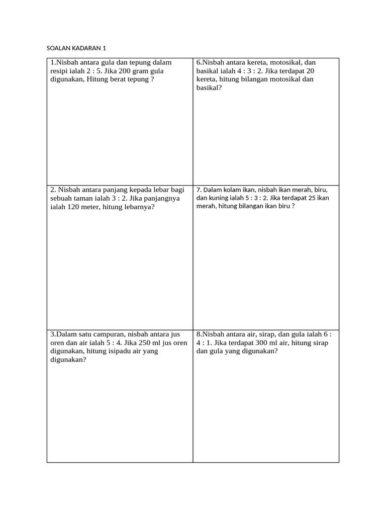 Soalan Kadaran 1 | PDF