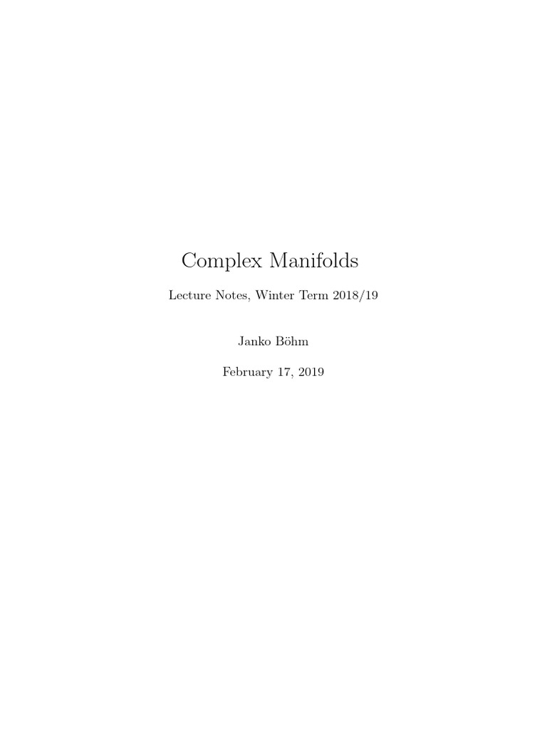 Complex manifolds | PDF | Holomorphic Function | Power Series