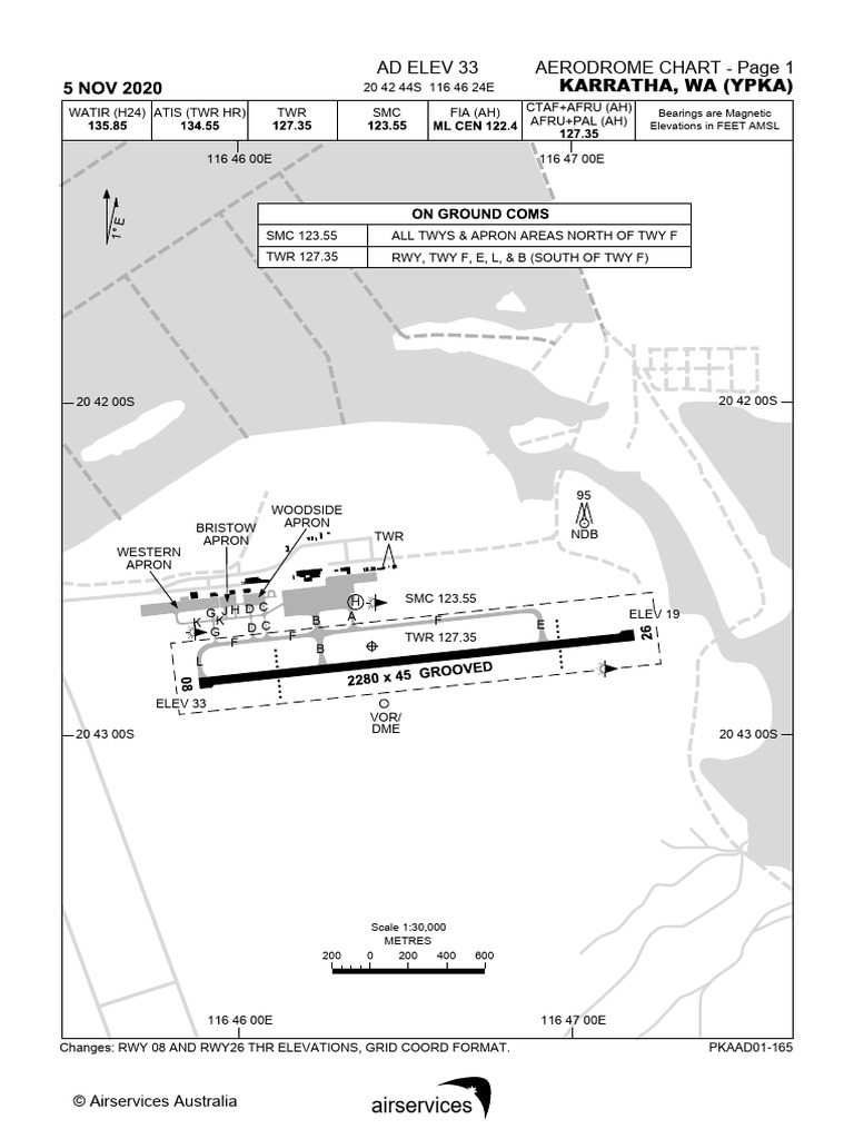 Karratha Aerodrome Chart (YPKA) | PDF | Navigation | Aviation