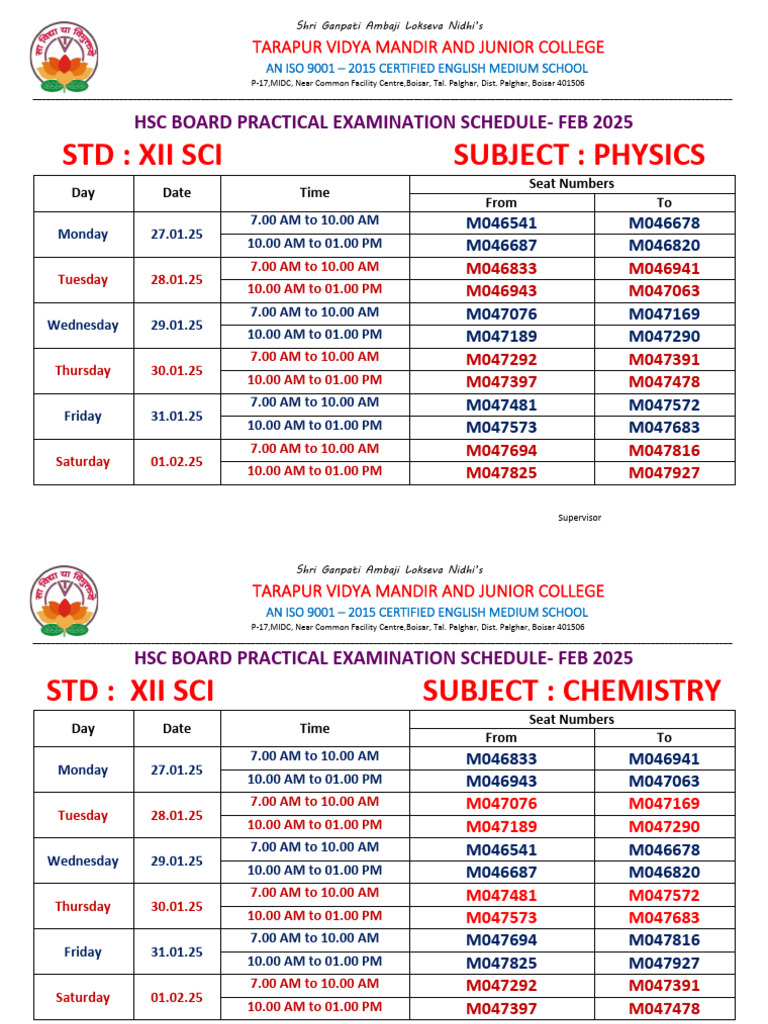 Science HSC Board Practicals 2025-1 | PDF