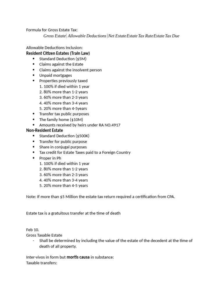 Gross Estate Tax With Lesson Feb 10 | PDF