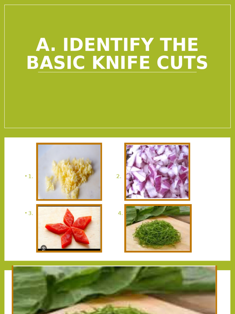 Quiz in Identify The Basic Knife Cuts Grade 10 | PDF