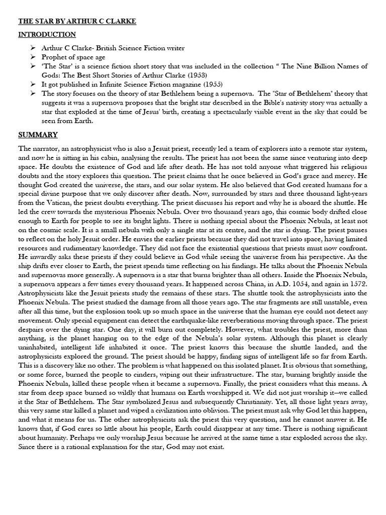 The Star by Arthur C Clarke | PDF | Stars | Nebula