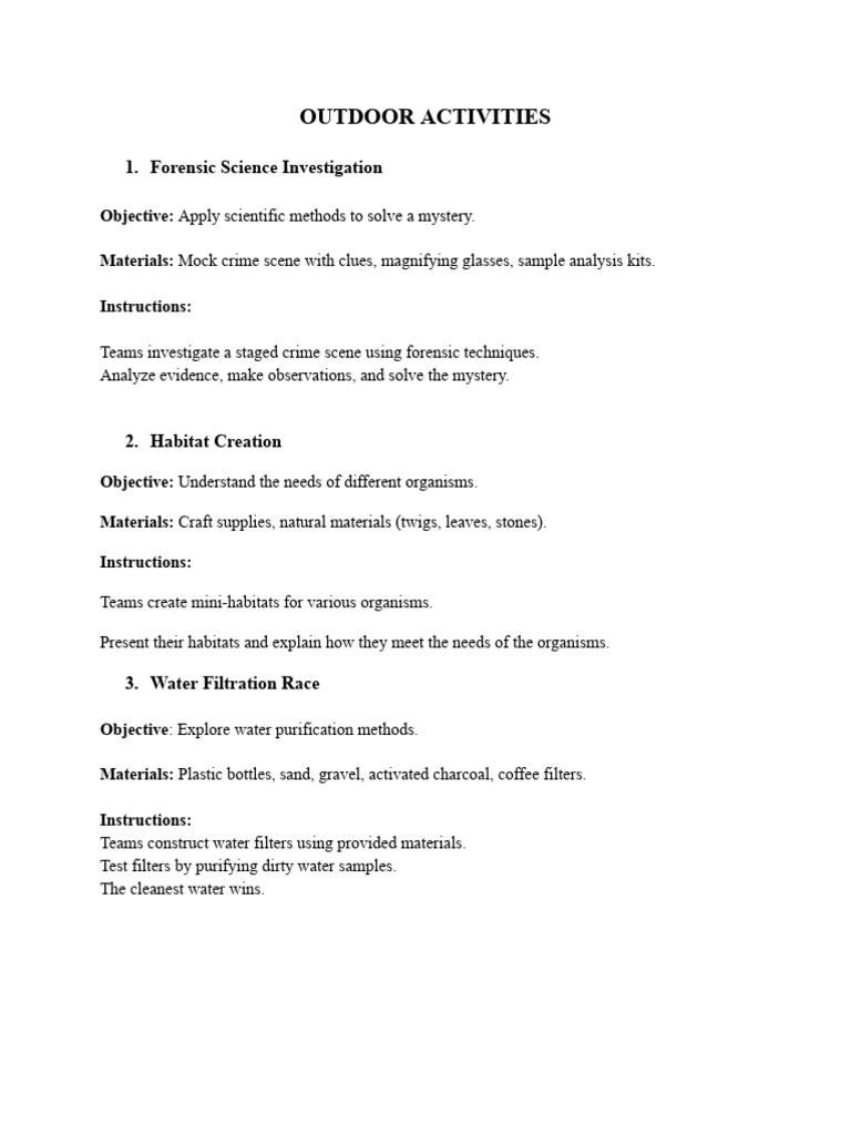 Engaging Outdoor Science Activities | PDF