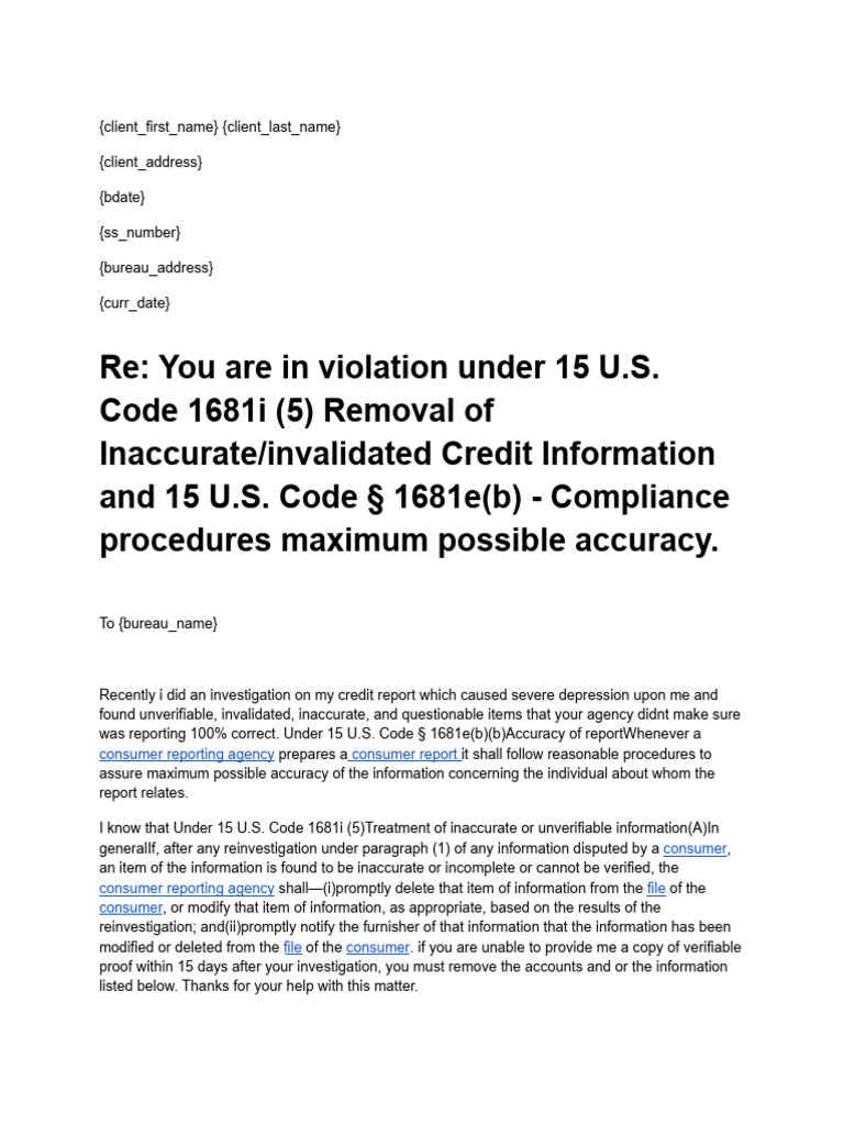Factual Dispute Law Letter 100 Accuracy and Reinvestigation | PDF ...