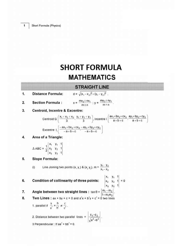 Maths Formula Sheet | PDF