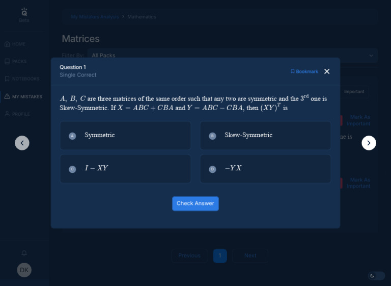 My Mistakes Analysis - Matrices - Quizrr | PDF | Mathematical Analysis ...
