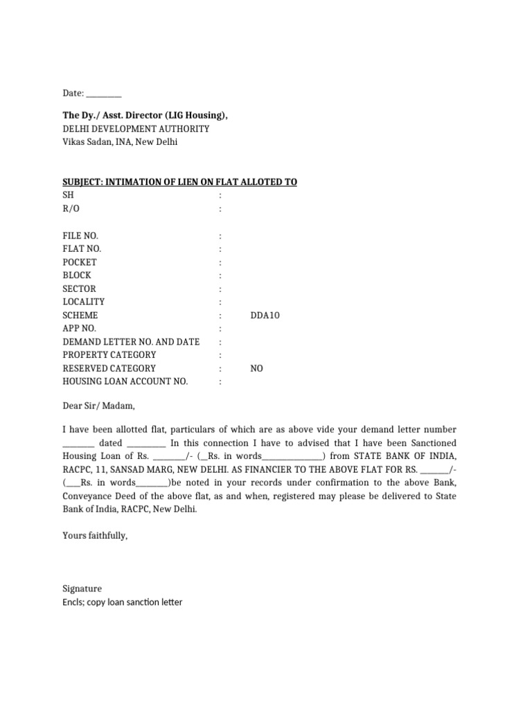 Lien Letter Vinod Kumar | PDF