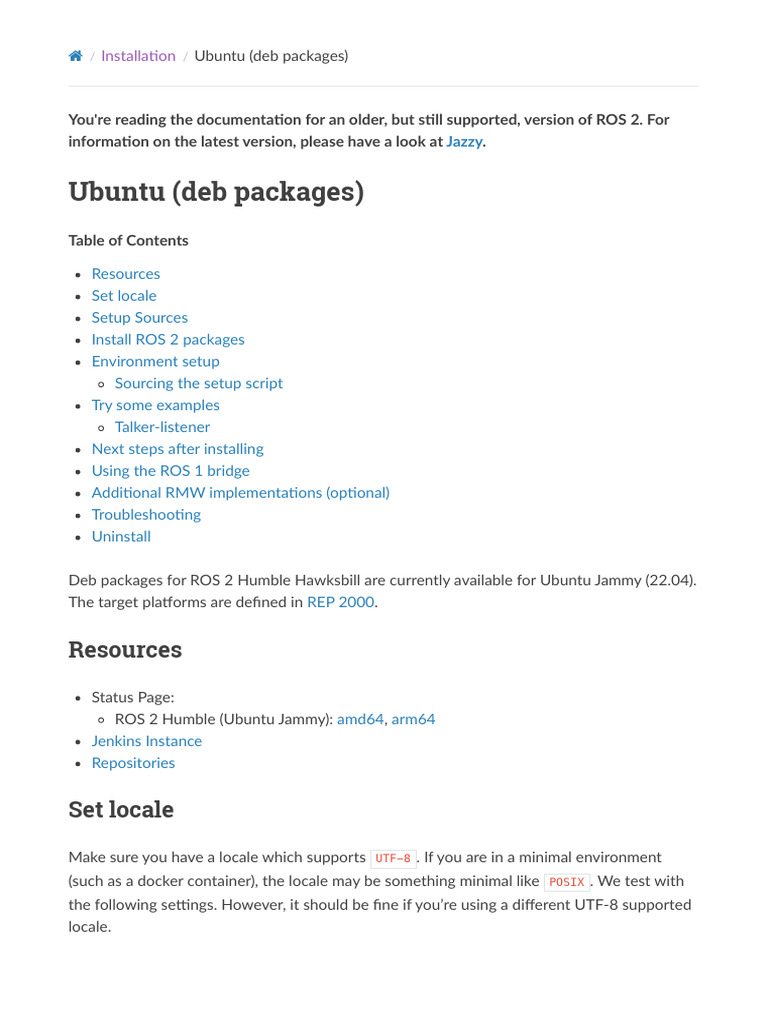 Ubuntu (deb packages) — ROS 2 Documentation_ Humble documentation | PDF | Software Repository ...