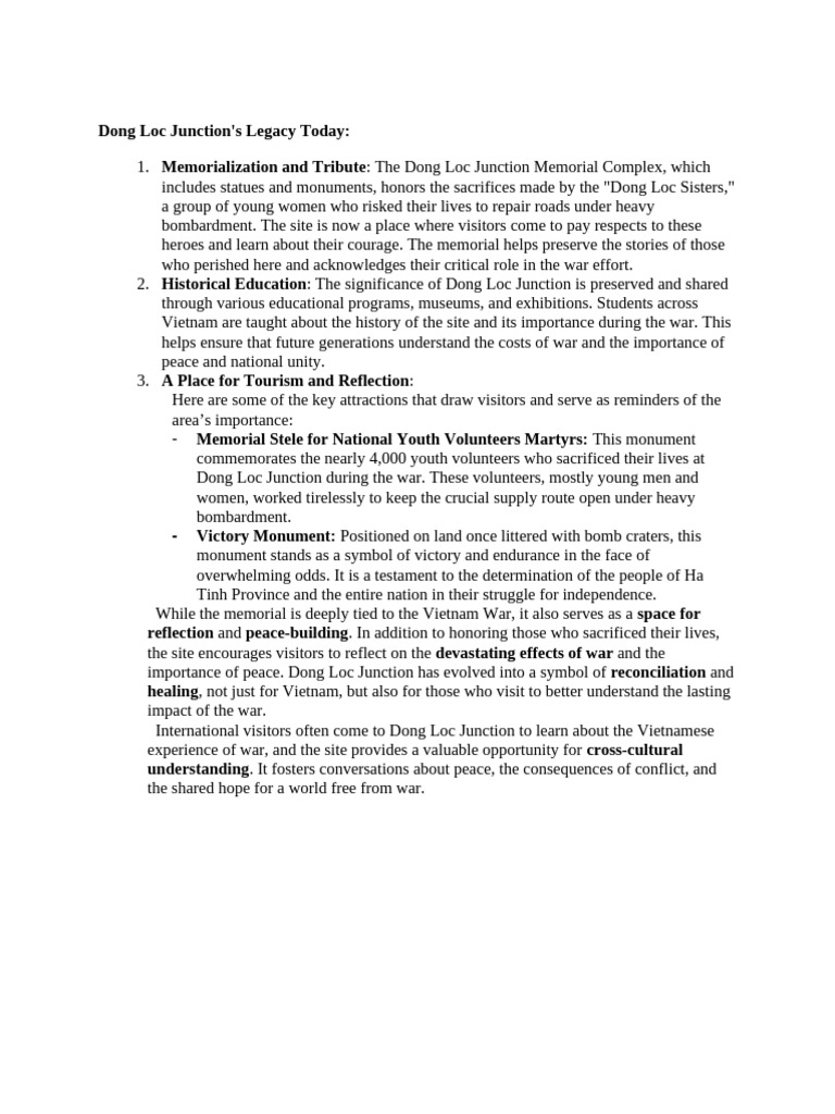 Dong Loc Junction: Memorial and Education | PDF