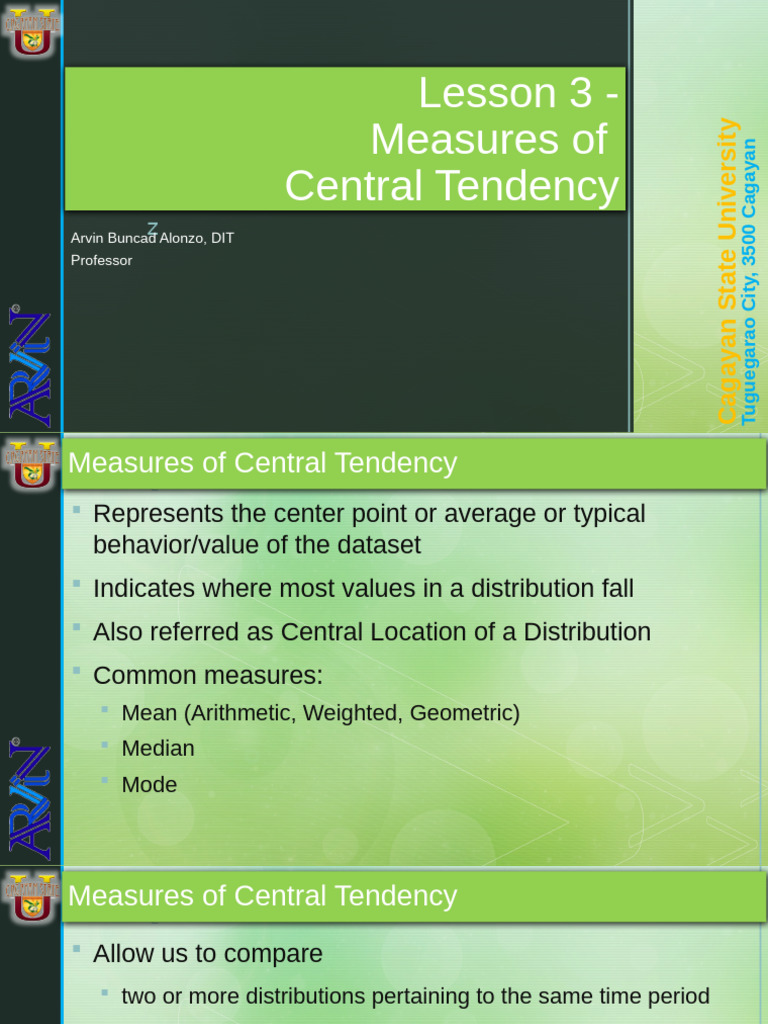 3 - Measures of Central Tendency | PDF | Mode (Statistics) | Mean