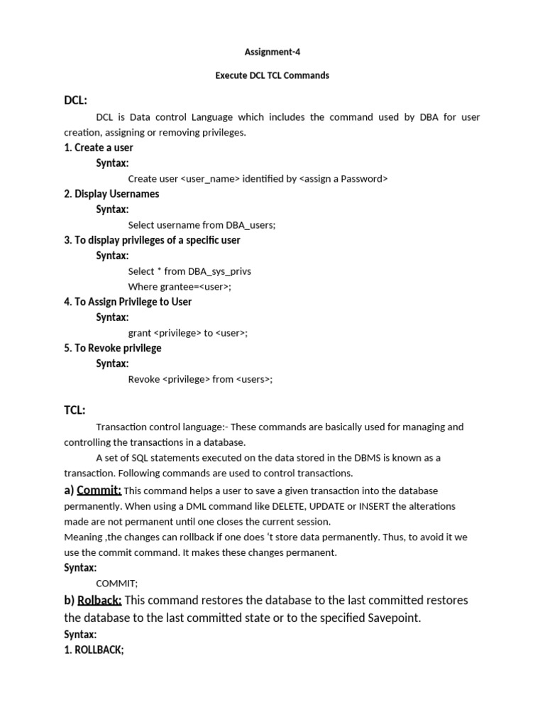 DCL and TCL Command Guide | PDF
