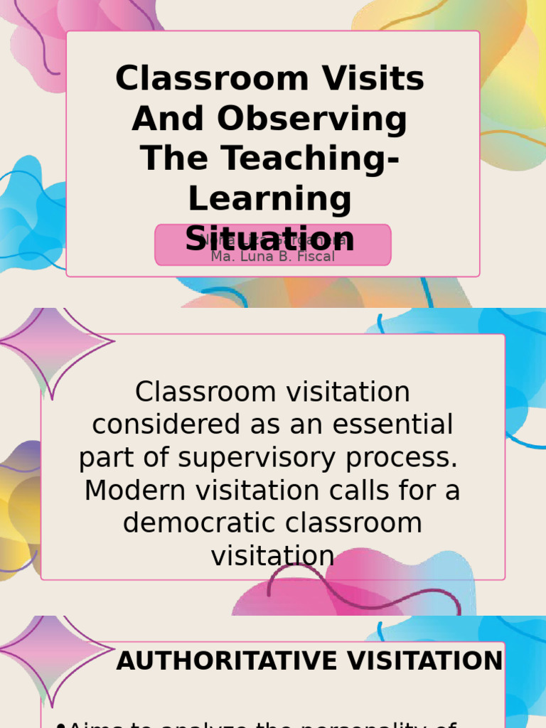 Classroom Visits and Observation | PDF | Teachers | Classroom