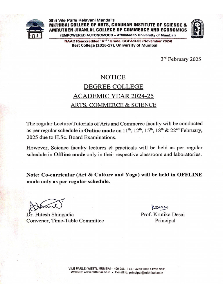 Degree College Lecture Notice | PDF