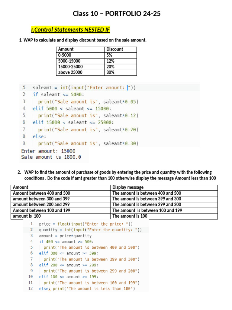 LIST OF PROGRAMS-Gr10 Python Programs 2024-25 | PDF