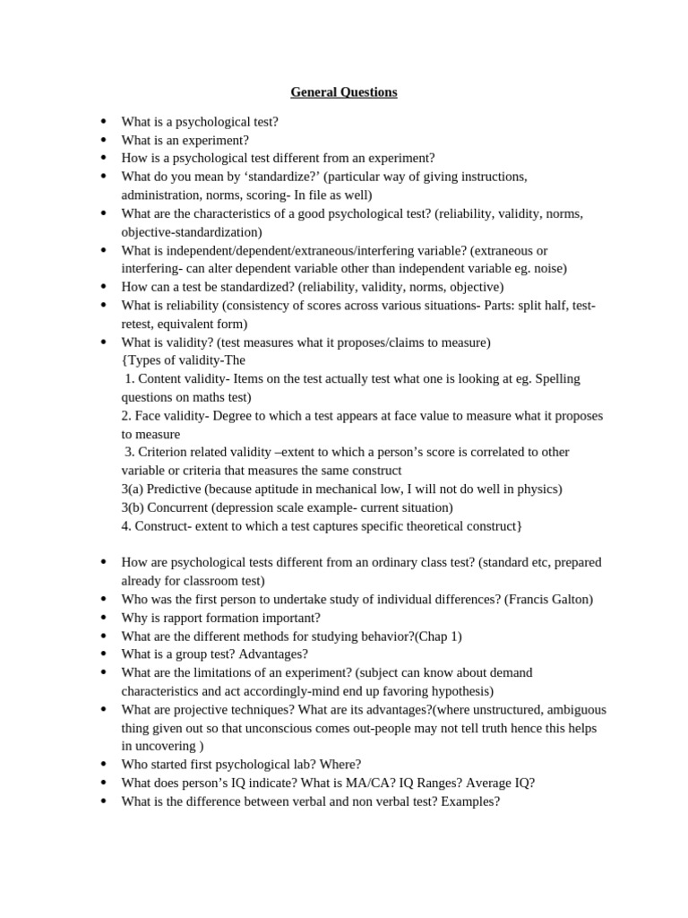 viva questions for 12 | PDF | Validity (Statistics) | Intelligence Quotient