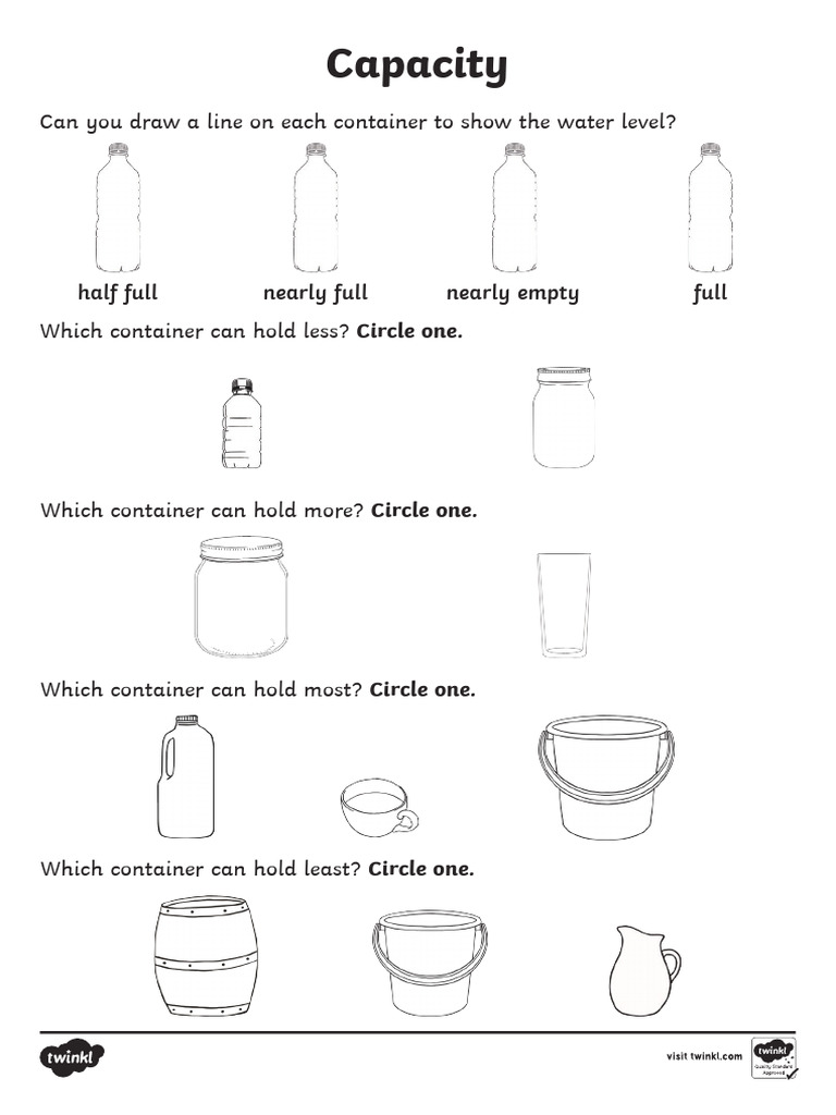 Measuring Capacity Easy Worksheet A | PDF