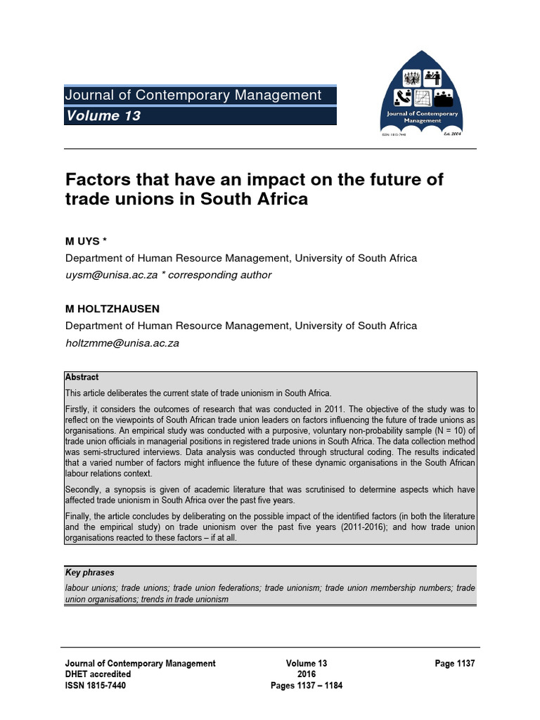 trade unions | PDF | Trade Union | Employment
